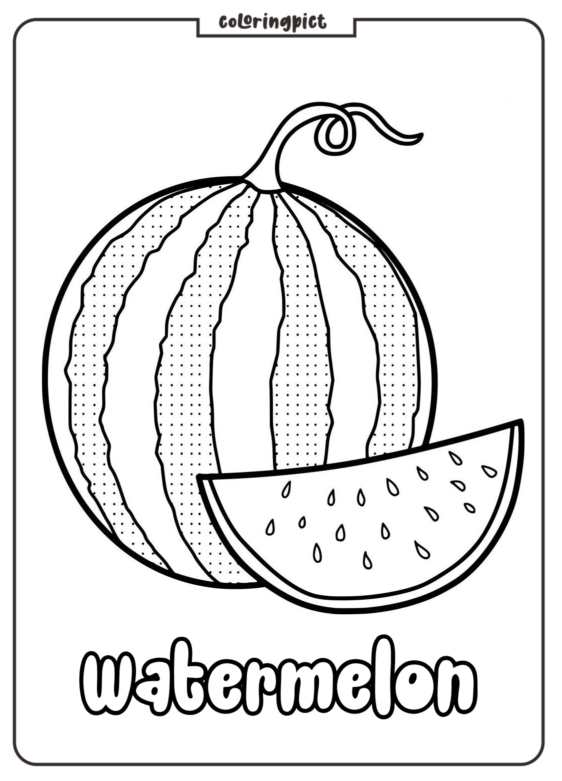 Watermelon Coloring Page for Kids - coloringpict